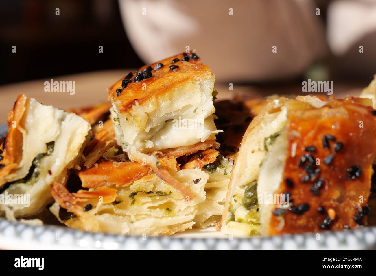 Traditional Turkish Cuisine Pastries borek on a plate Stock Photo - Alamy