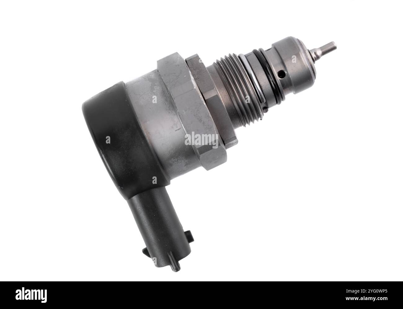 New rail fuel pressure sensor on white background close up Stock Photo ...