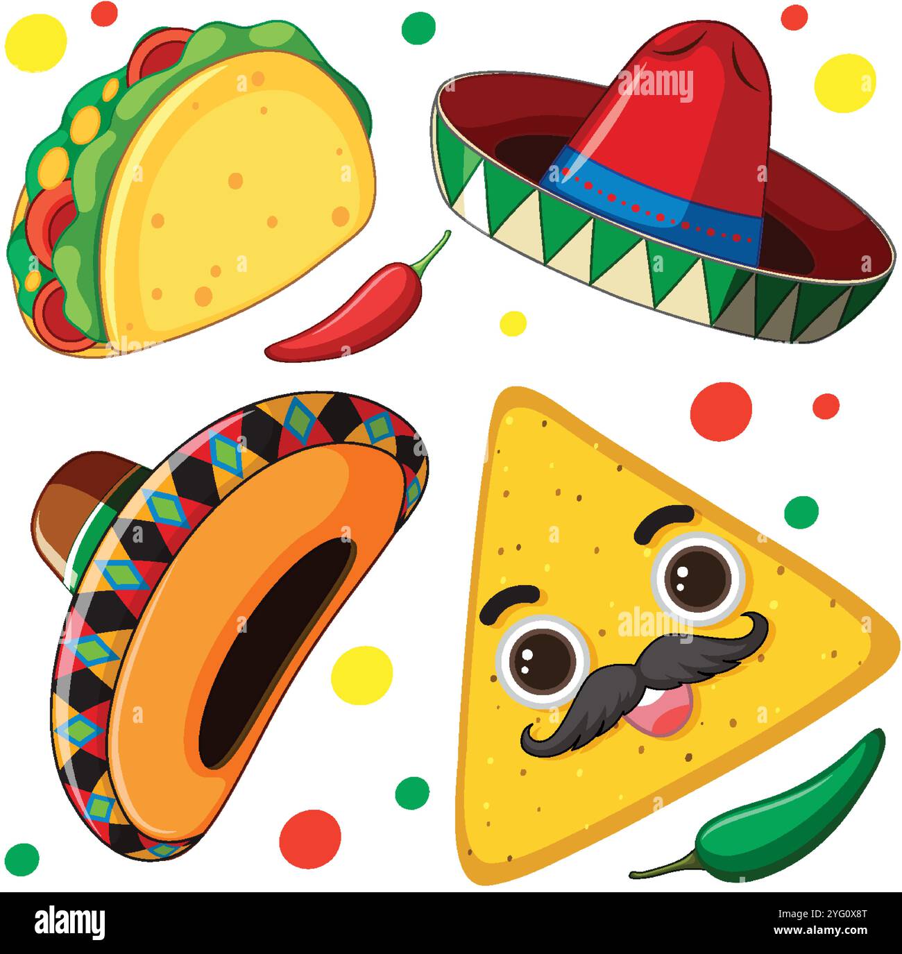Cartoon illustration tortilla chip salsa hi-res stock photography and ...