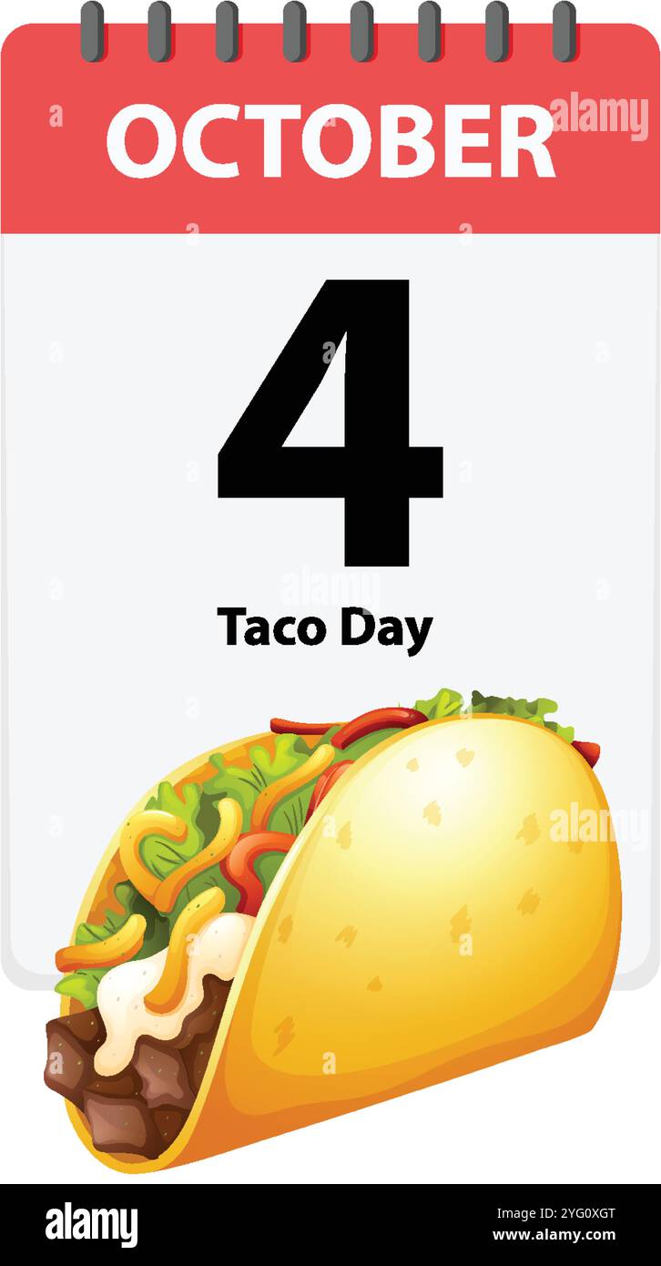 Illustration of a taco on a calendar page Stock Vector Image & Art - Alamy