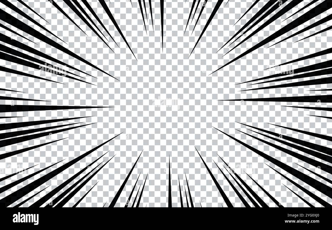 Comic strip radial motion lines on transparent background Stock Vector ...
