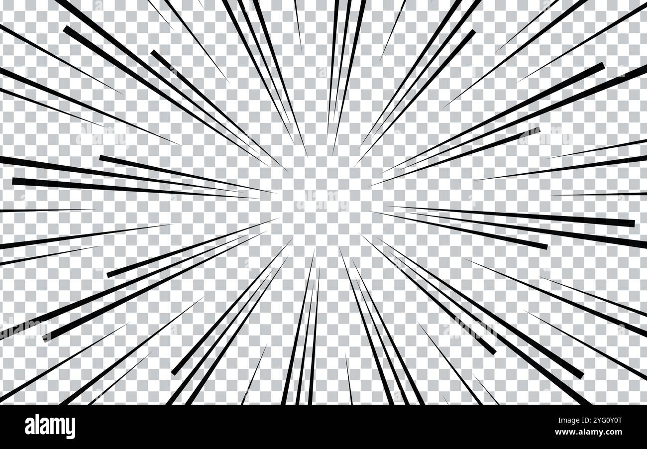 Comic strip radial motion lines on transparent background Stock Vector ...