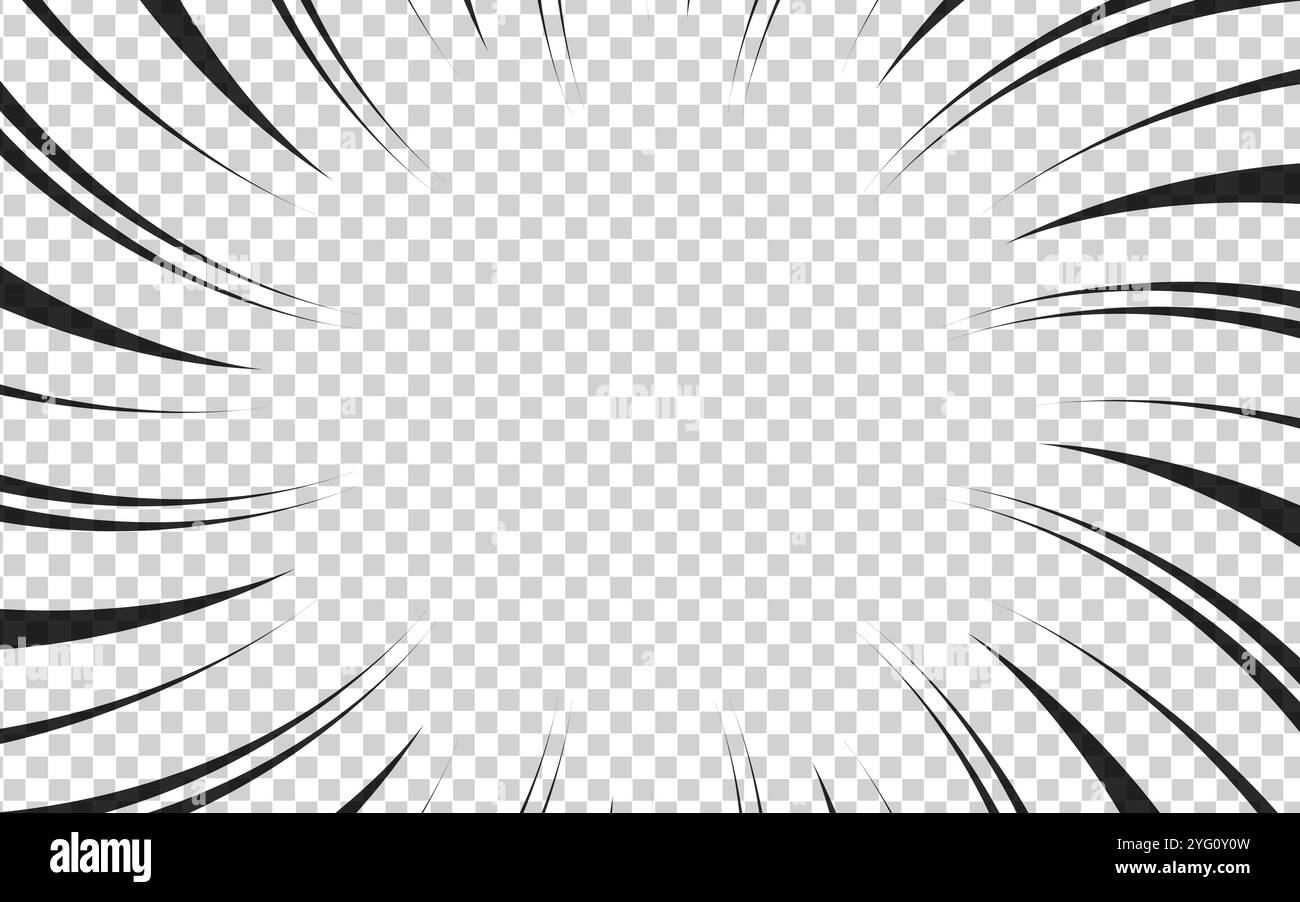 Comic strip radial motion lines on transparent background Stock Vector ...