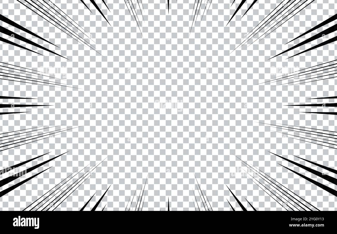 Comic strip radial motion lines on transparent background Stock Vector ...