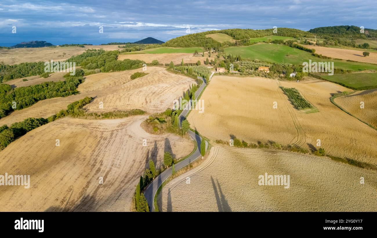 Golden wheat fields stretch endlessly across the Tuscan landscape ...