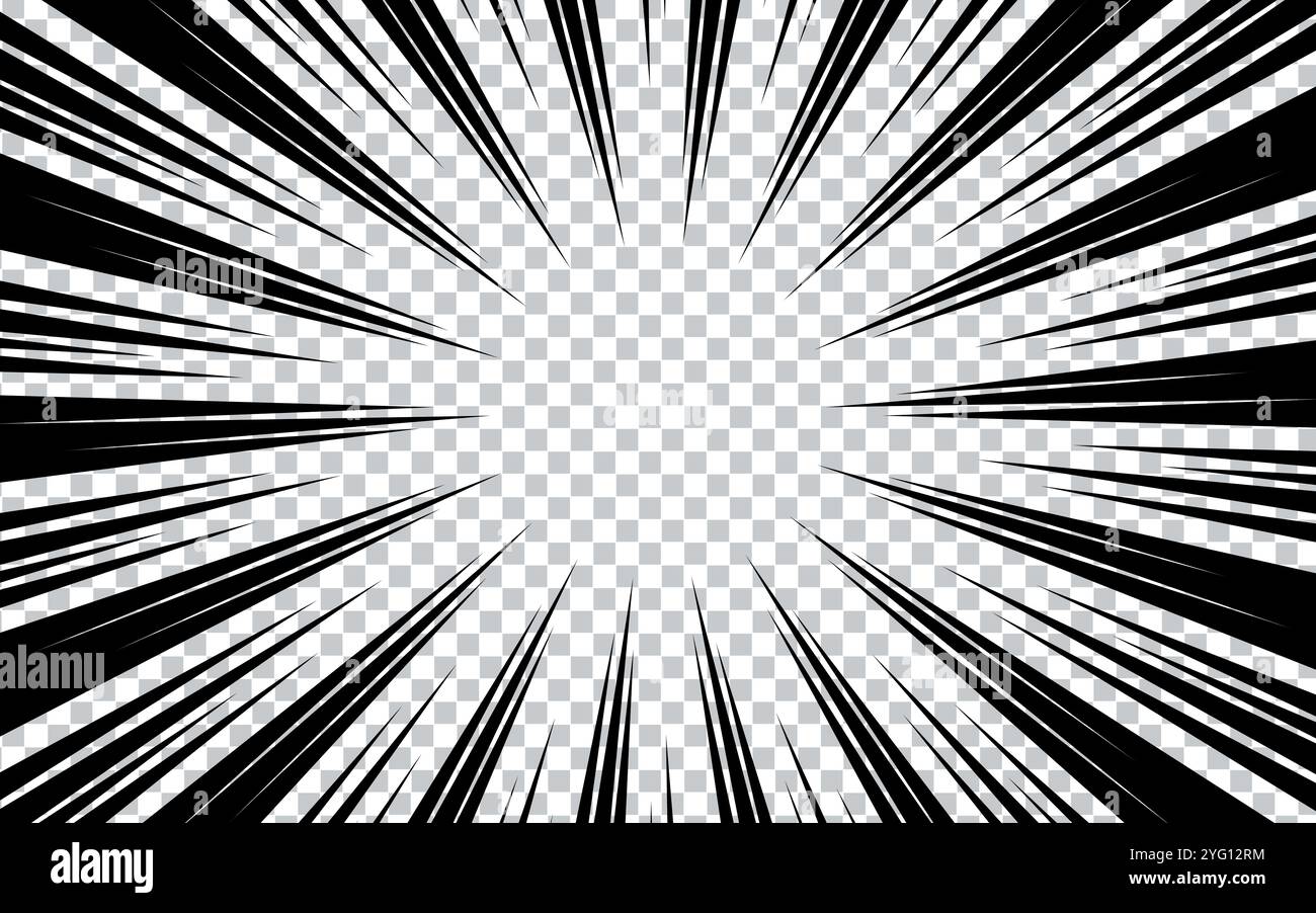 Comic book radial lines on transparent background. Manga speed frames ...