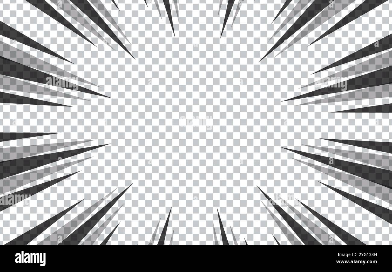 Comic book radial lines on transparent background. Manga speed frames ...