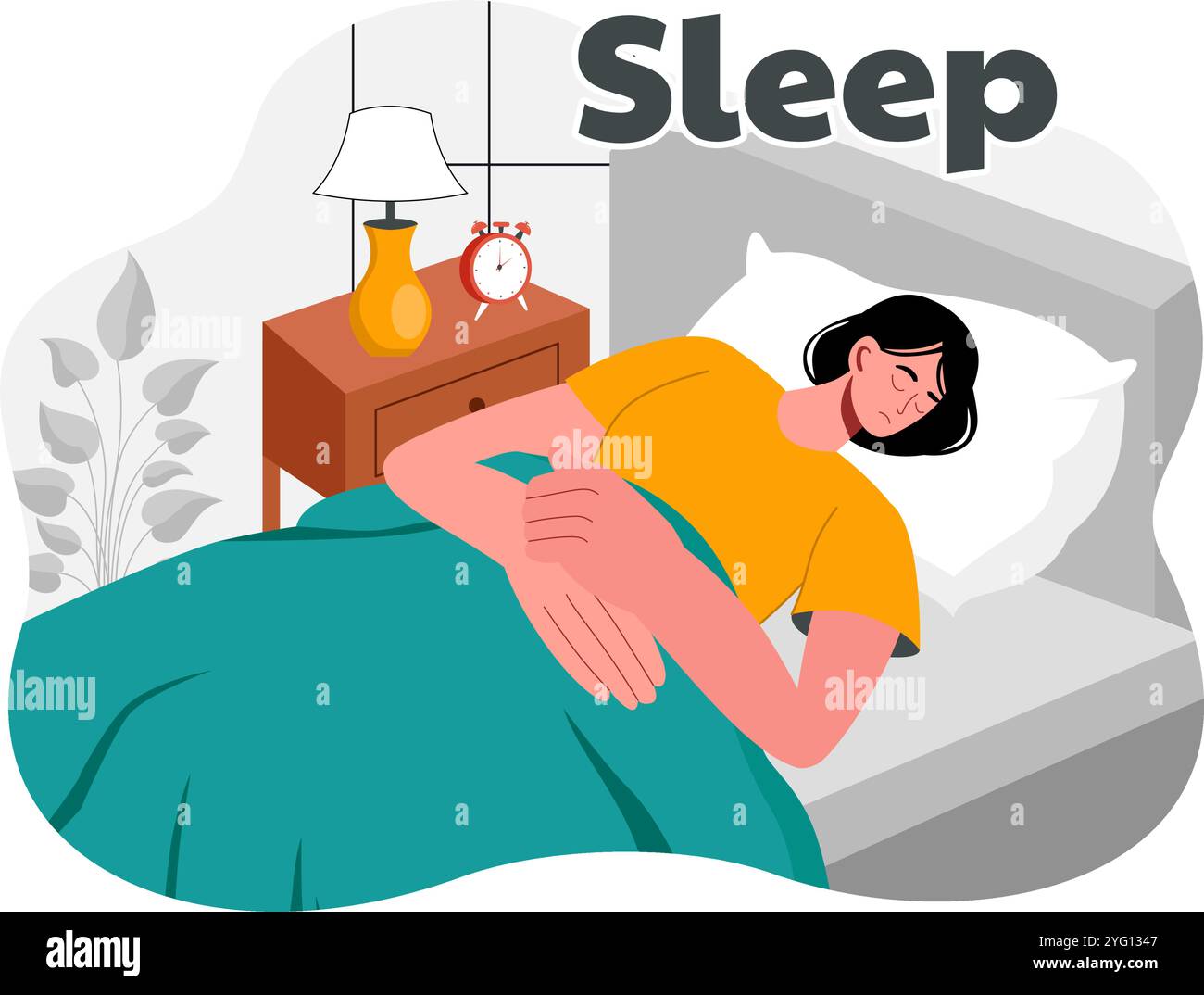 Sleep Vector Illustration of a Happy Young Person Soundly Sleeping and ...