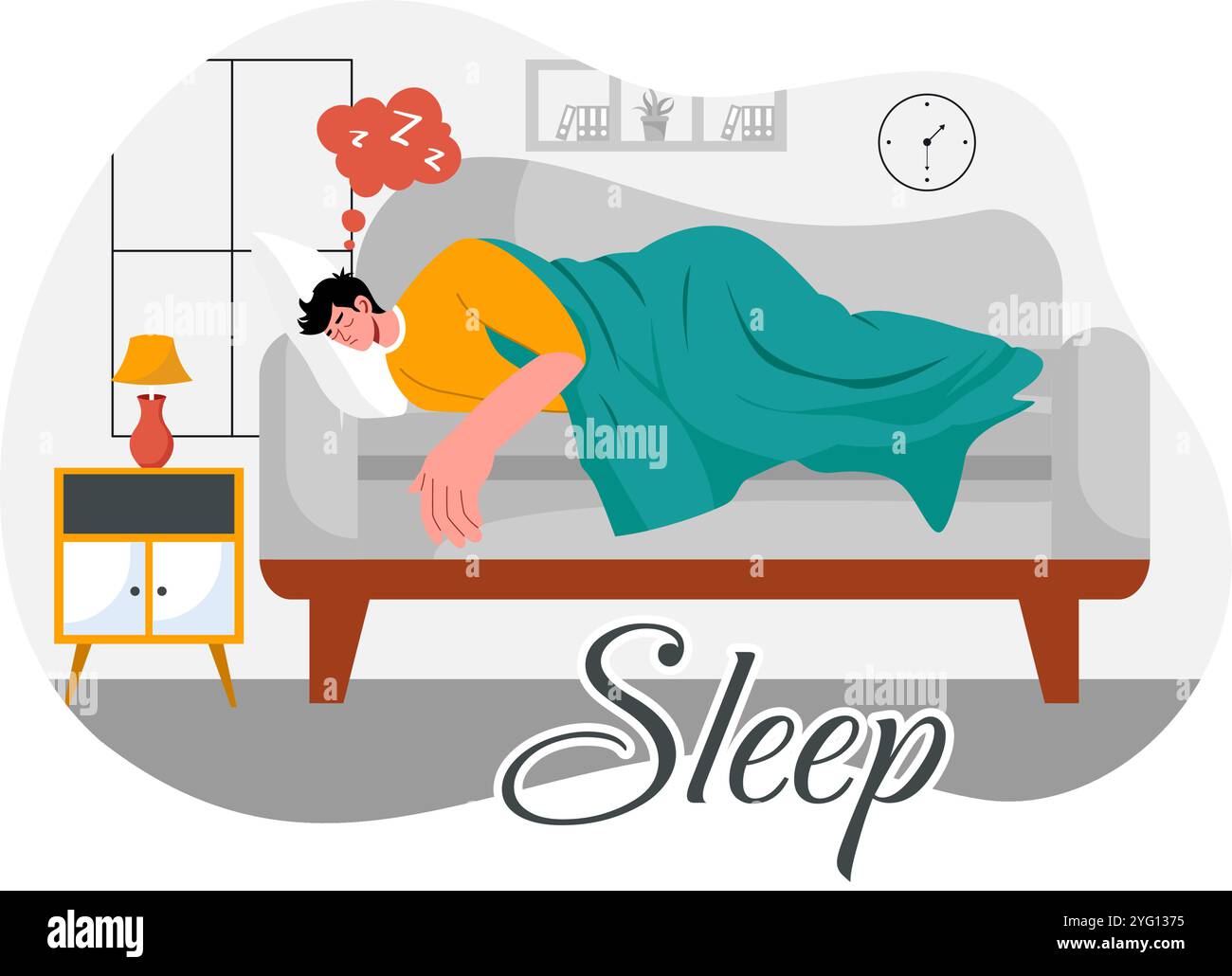 Sleep Vector Illustration of a Happy Young Person Soundly Sleeping and ...