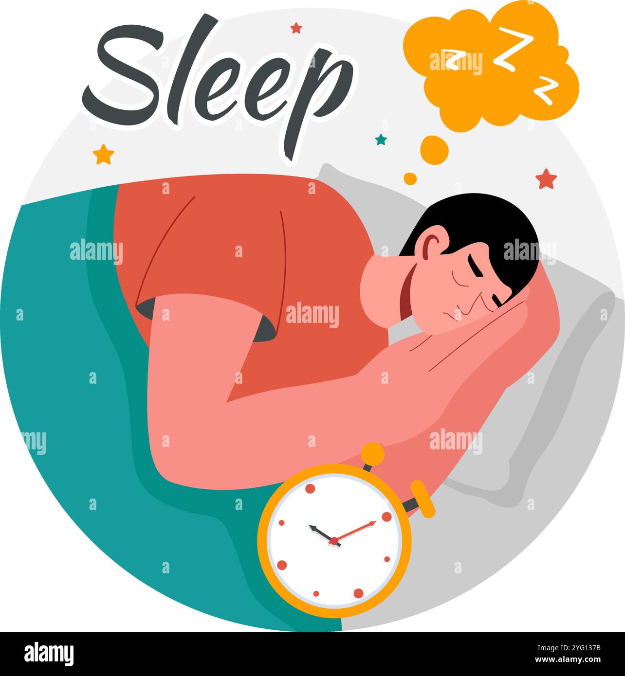 Sleep Vector Illustration of a Happy Young Person Soundly Sleeping and ...