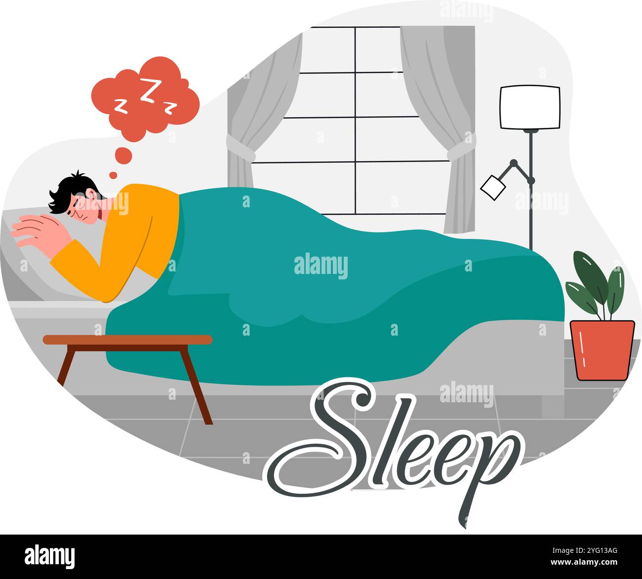 Sleep Vector Illustration of a Happy Young Person Soundly Sleeping and ...