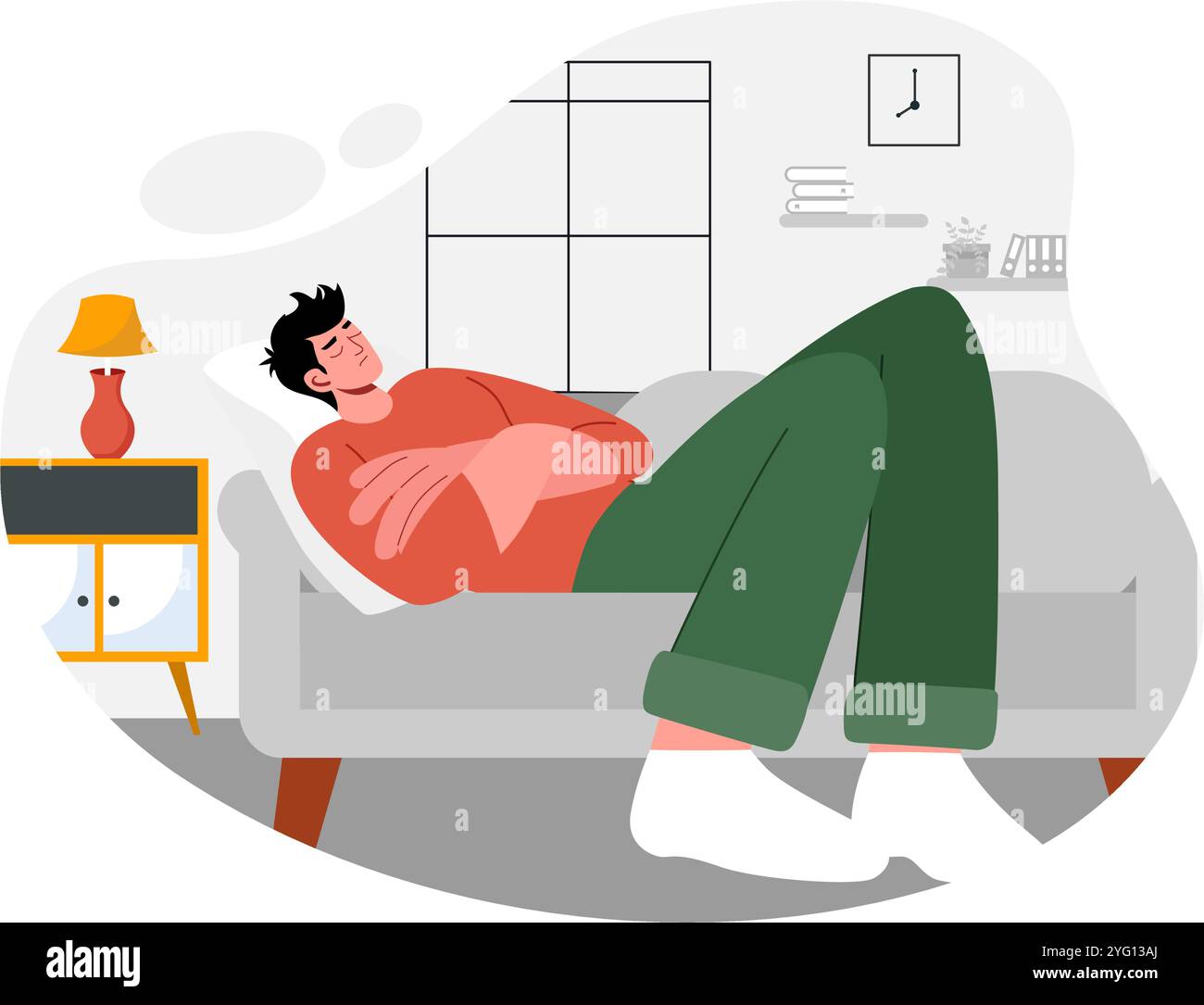 Sleep Vector Illustration of a Happy Young Person Soundly Sleeping and ...