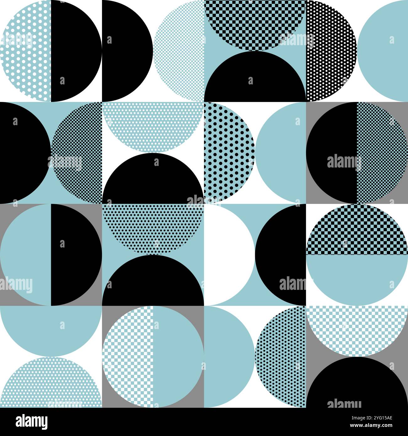 Geometric seamless pattern with abstract circle, square and dots. Blue ...