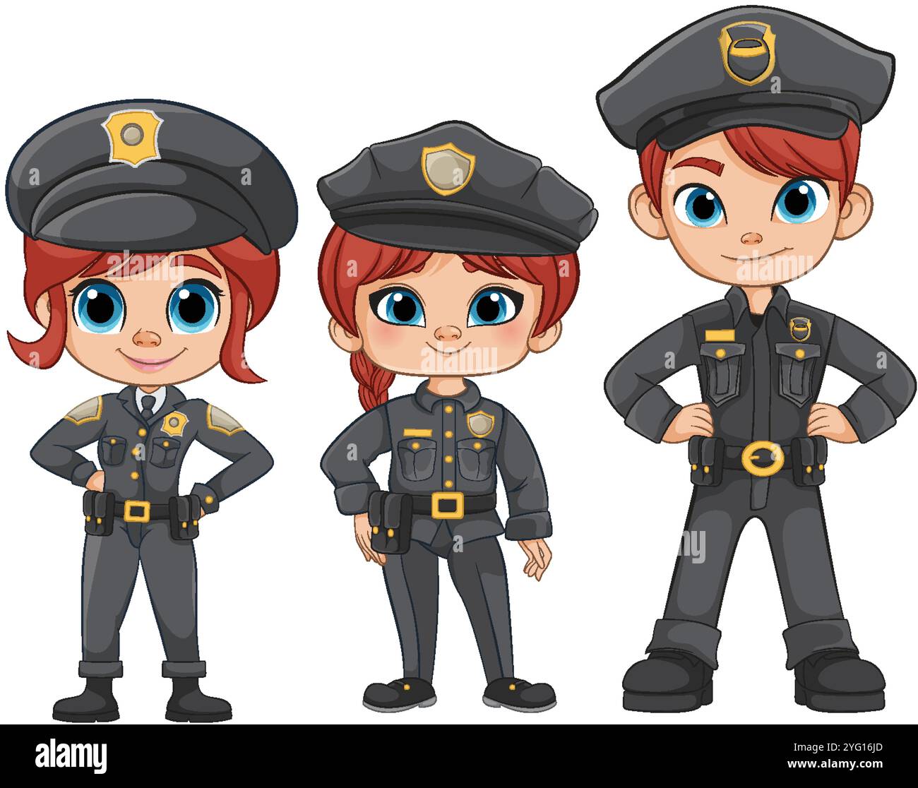 Three girls dressed as police officers Stock Vector Image & Art - Alamy