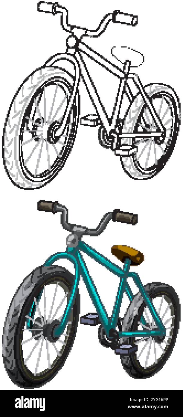 Detailed vector of a bicycle in two styles Stock Vector Image & Art - Alamy