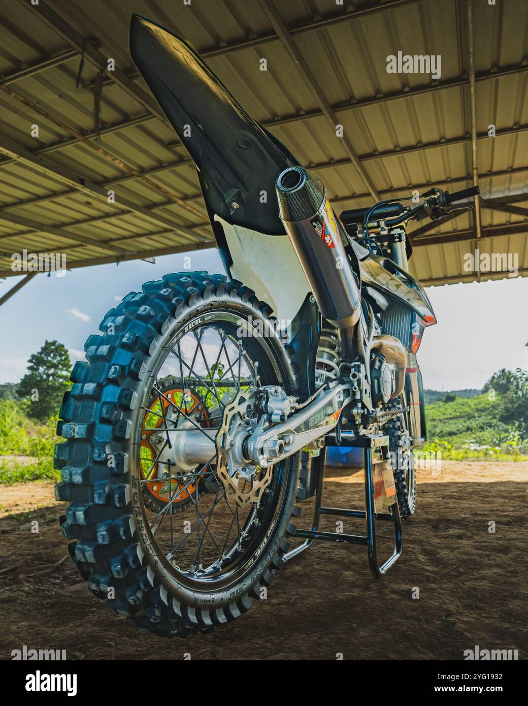Balikpapan, Indonesia - September 7th, 2024. A black and orange 250cc ...