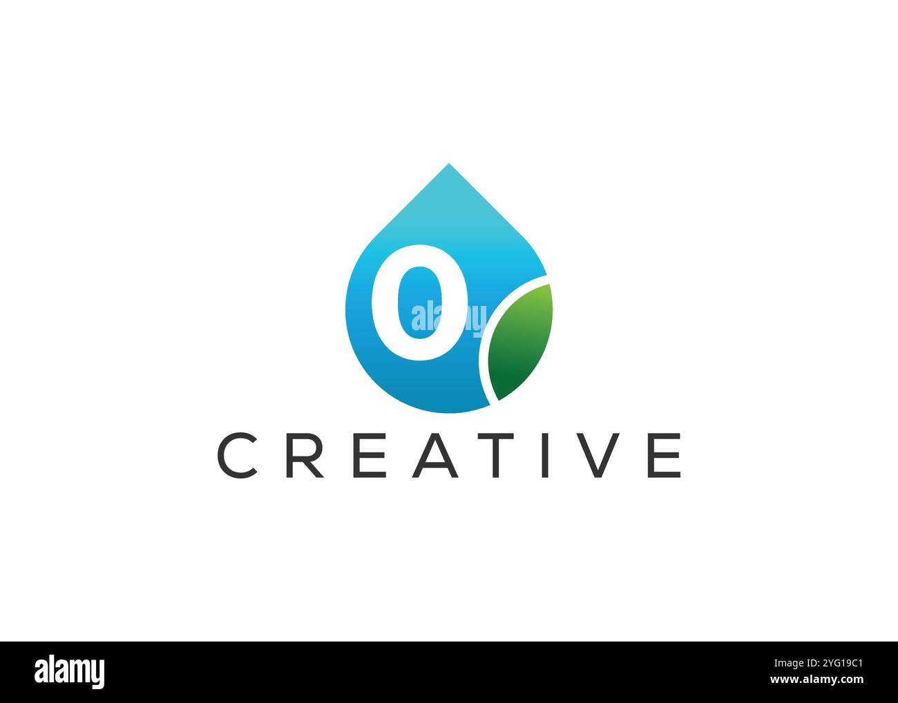 Creative and innovative number zero and drop leaf logo design. Eco drop ...