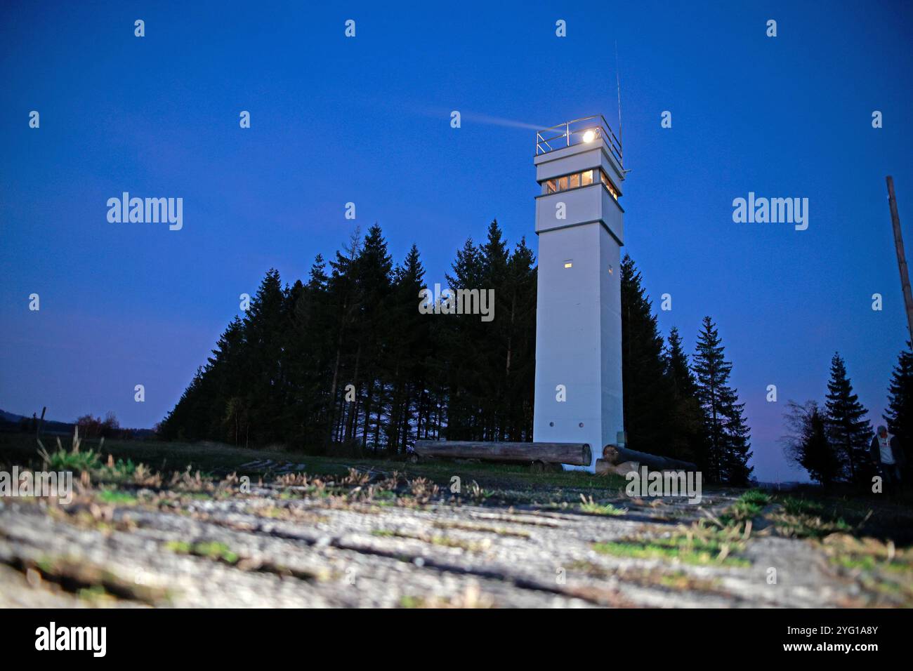 05 November 2024, Saxony-Anhalt, Sorge: View of an observation tower on ...