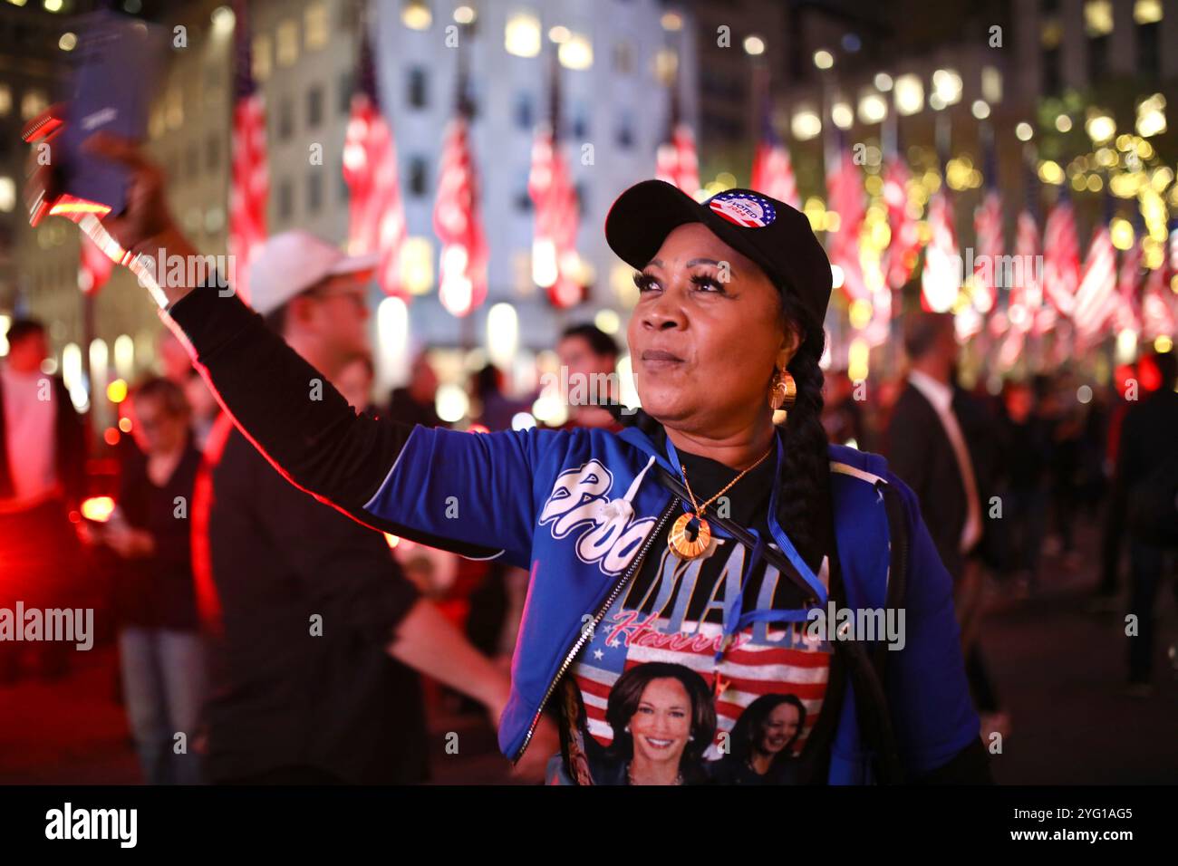 A Kamala Harris supporter watches the results of US 2024 presidential ...