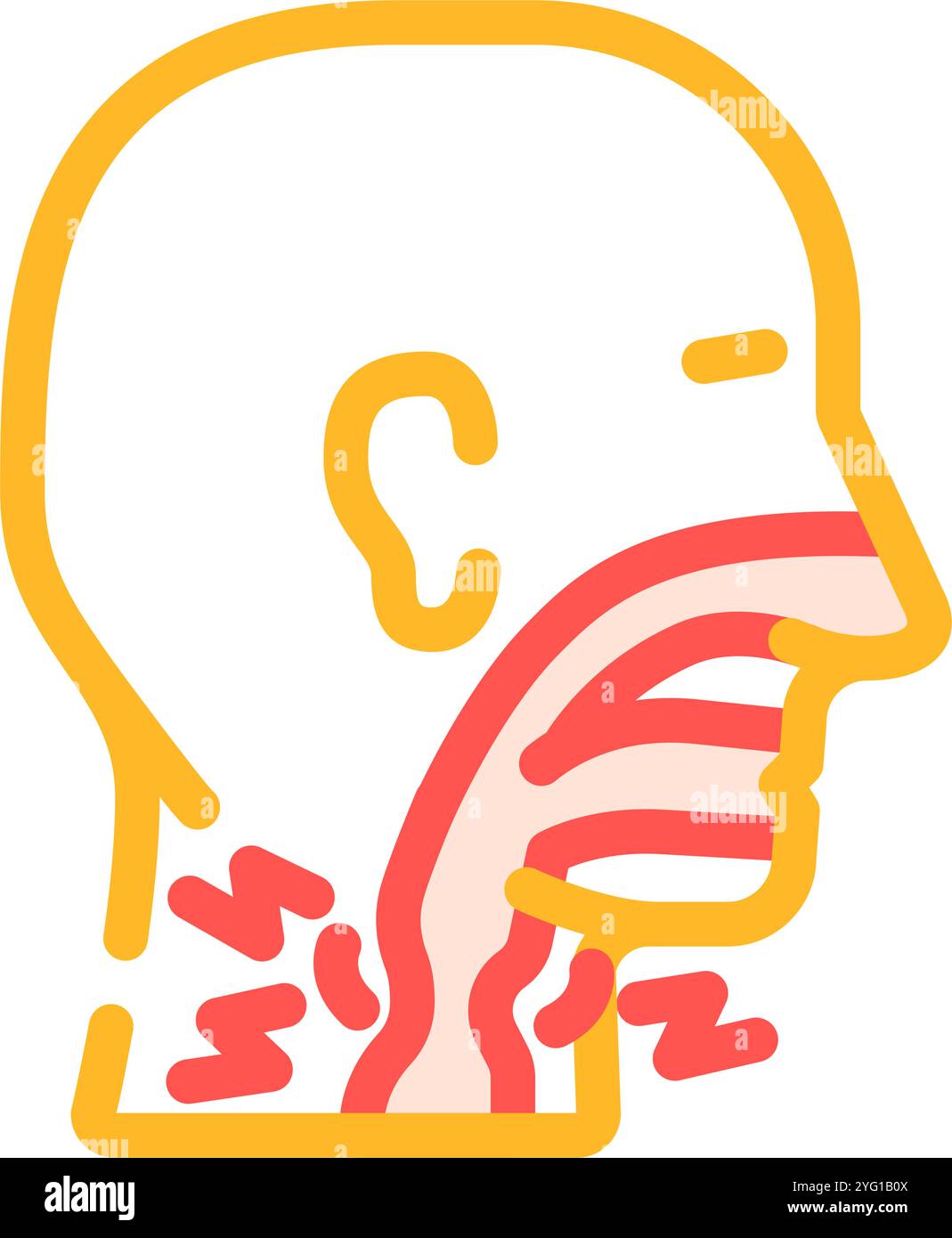 difficulty swallowing disease symptom color icon vector illustration ...