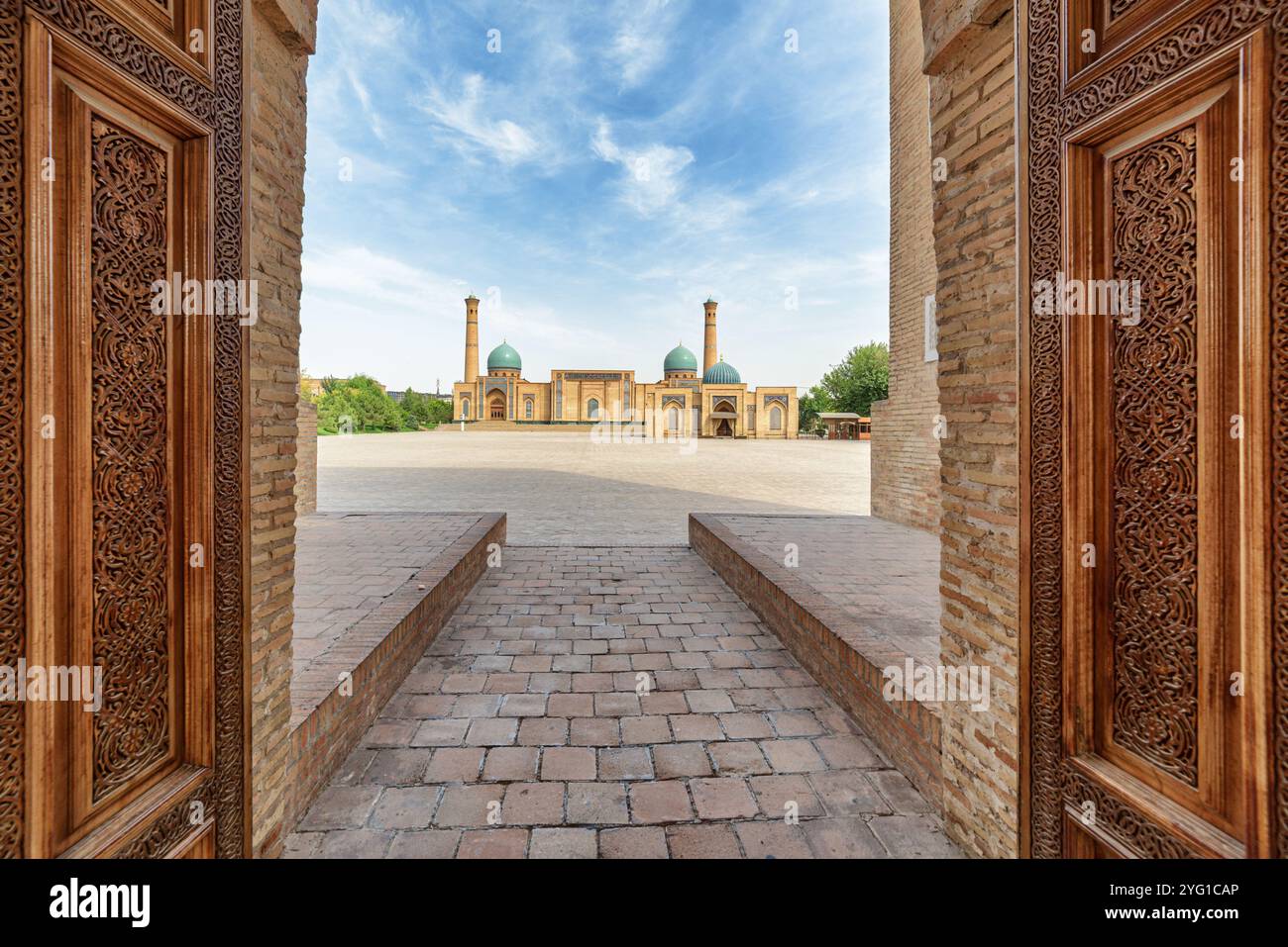 Hazrati Imam Mosque and Muyi Muborak Madrasah, Uzbekistan Stock Photo ...