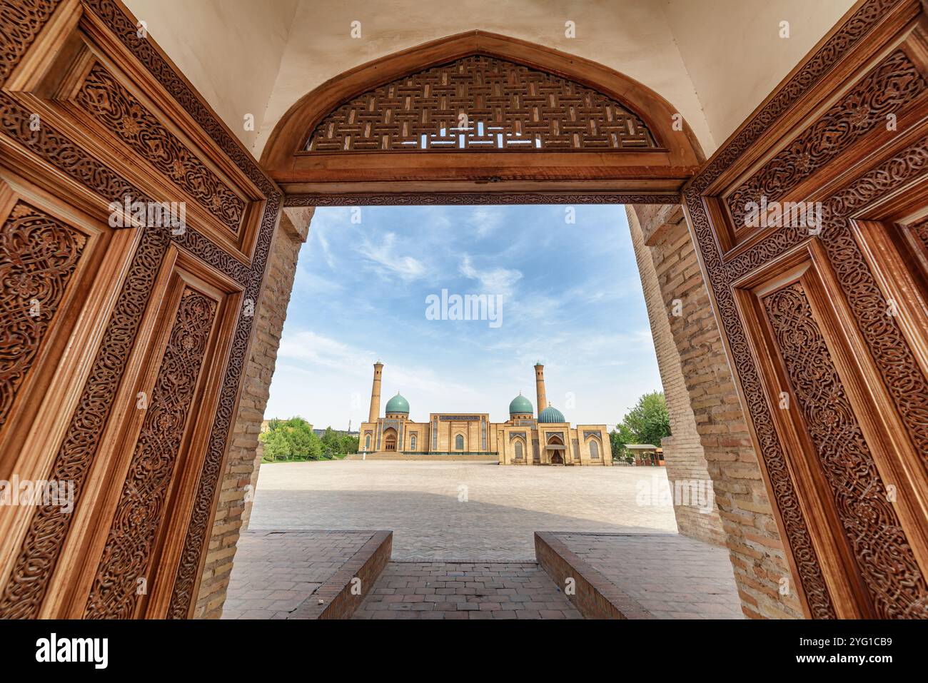 Hazrati Imam Mosque and Muyi Muborak Madrasah, Uzbekistan Stock Photo ...