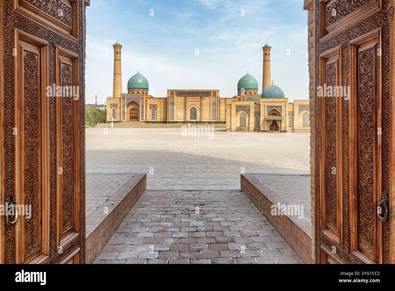 Hazrati Imam Mosque and Muyi Muborak Madrasah, Uzbekistan Stock Photo ...