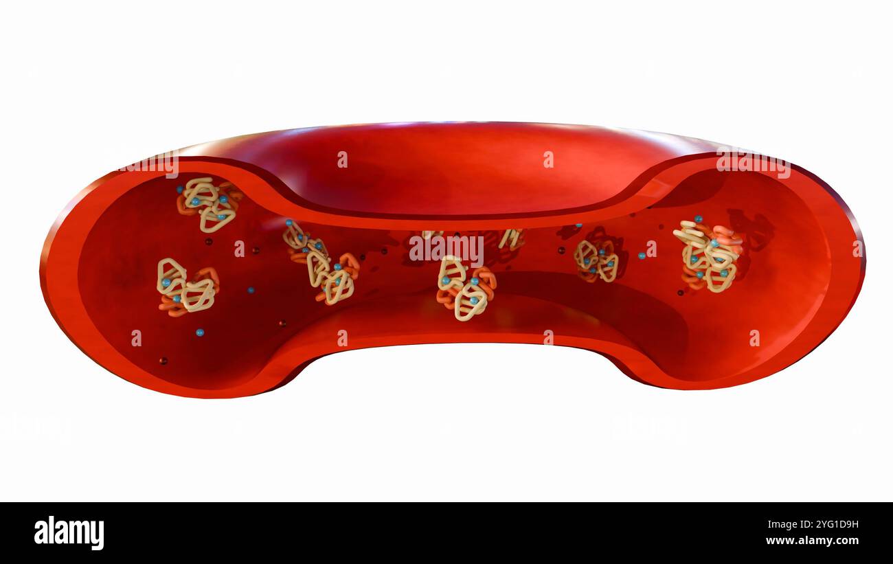 a 3d rendering of cross-section of a blood vessel, showcasing the ...