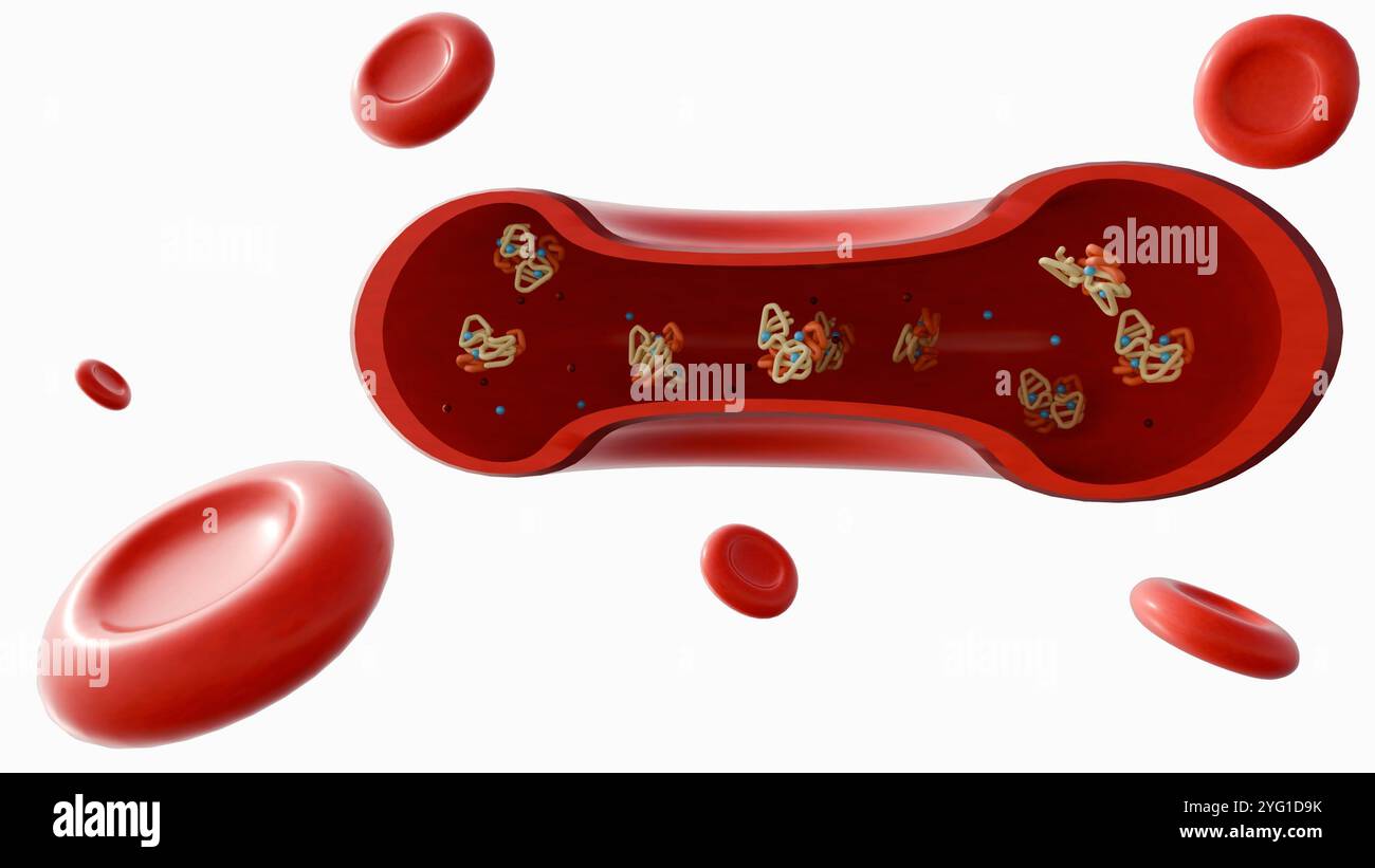 a 3d rendering of cross-section of a blood vessel, showcasing the ...