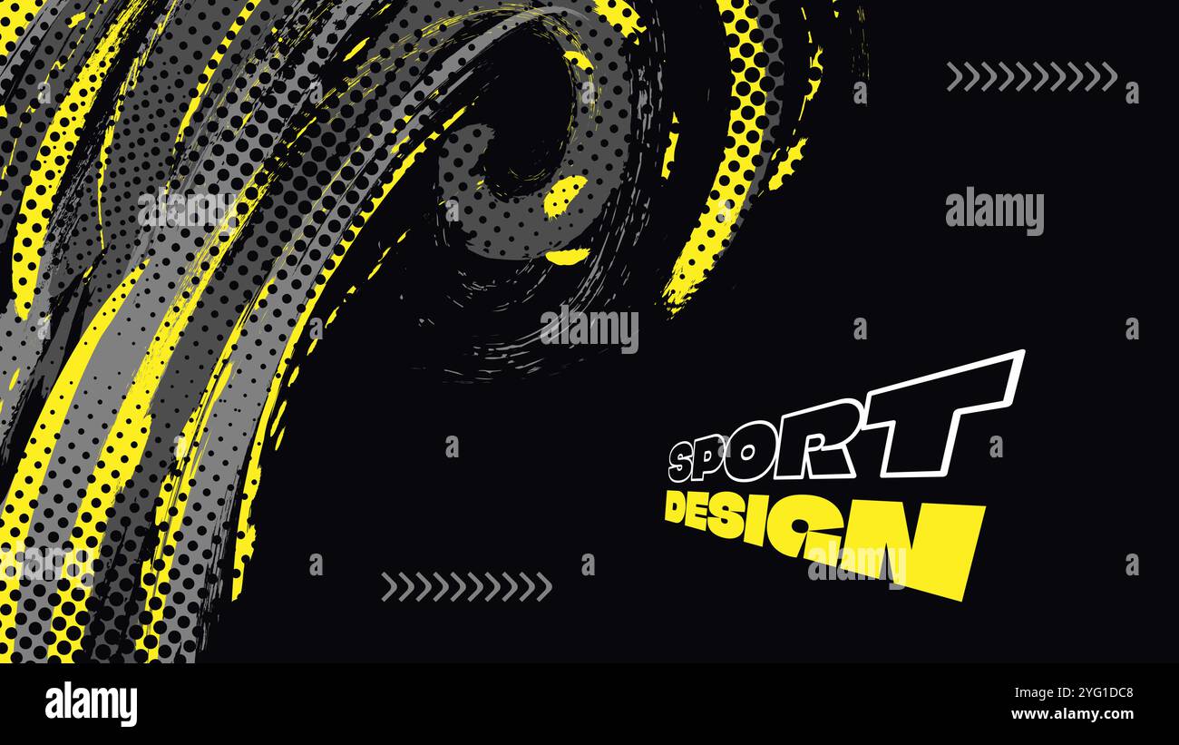 Abstract Background with Yellow and Gray Brush Texture and Halftone ...