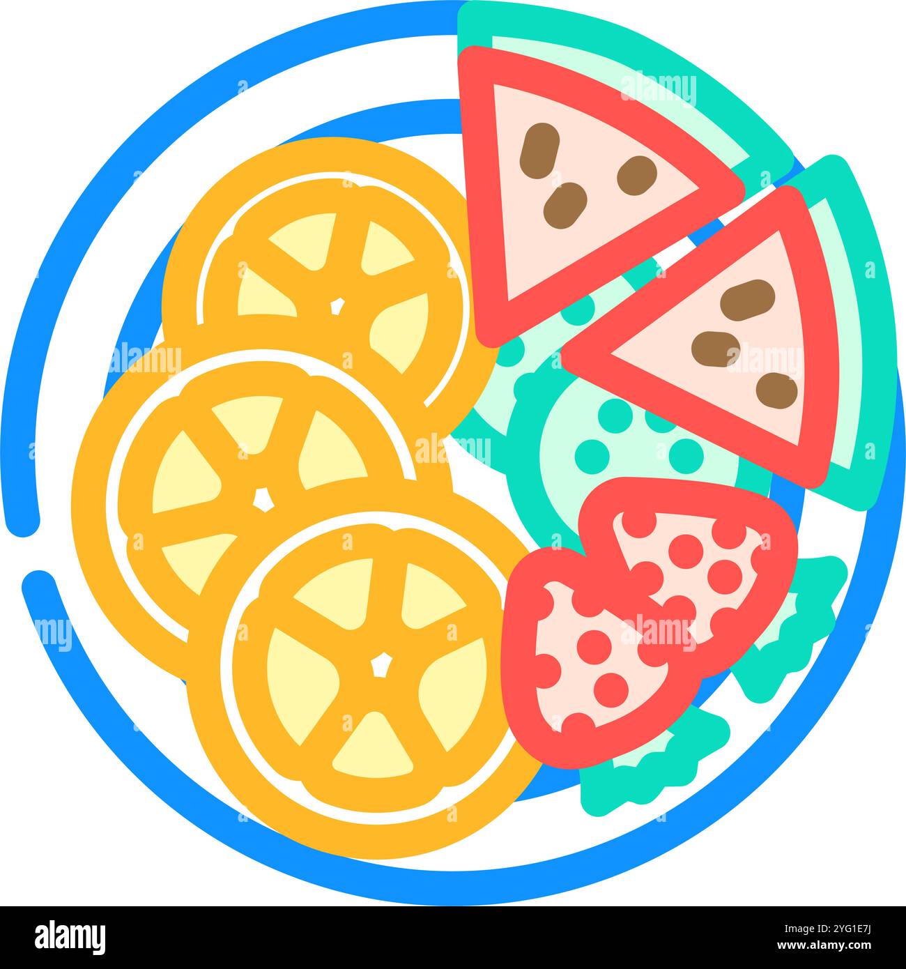 fruit platter raw foodist color icon vector illustration Stock Vector ...