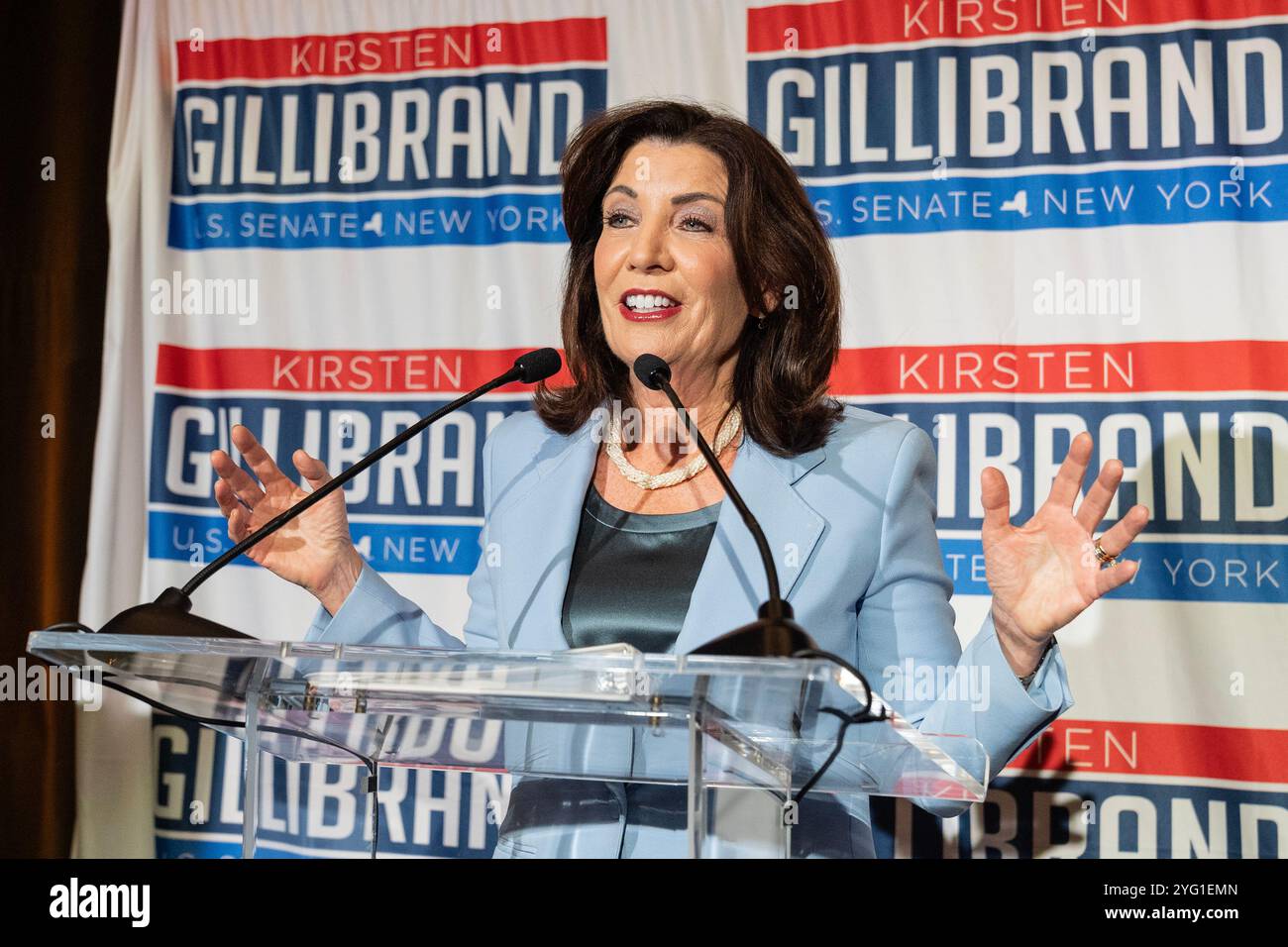 New York, NY, USA, 5 November 2024: Governor Kathy Hochul speaks at ...