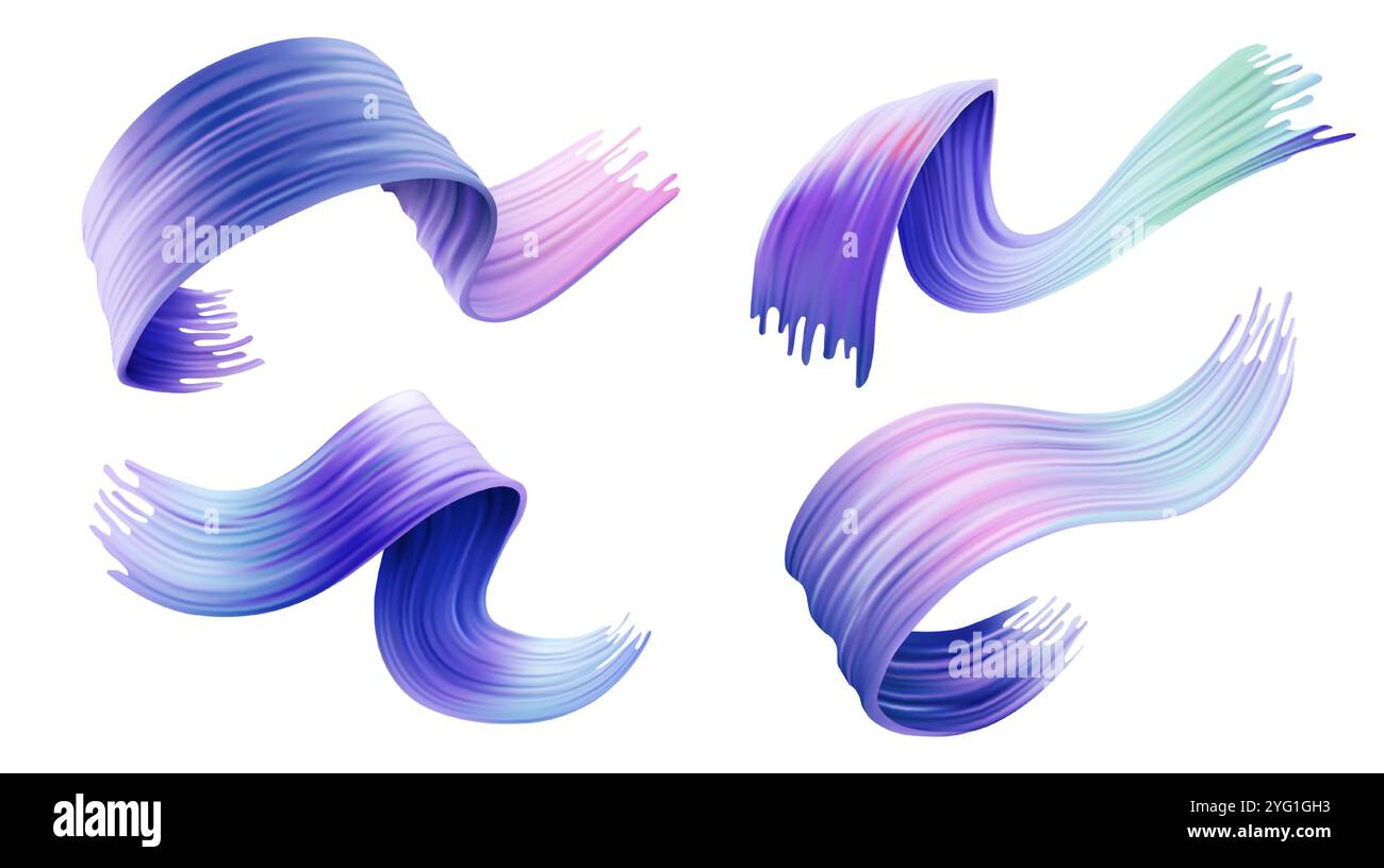 Flowing 3d brushstrokes with blue and purple gradient colors. Ribbon ...