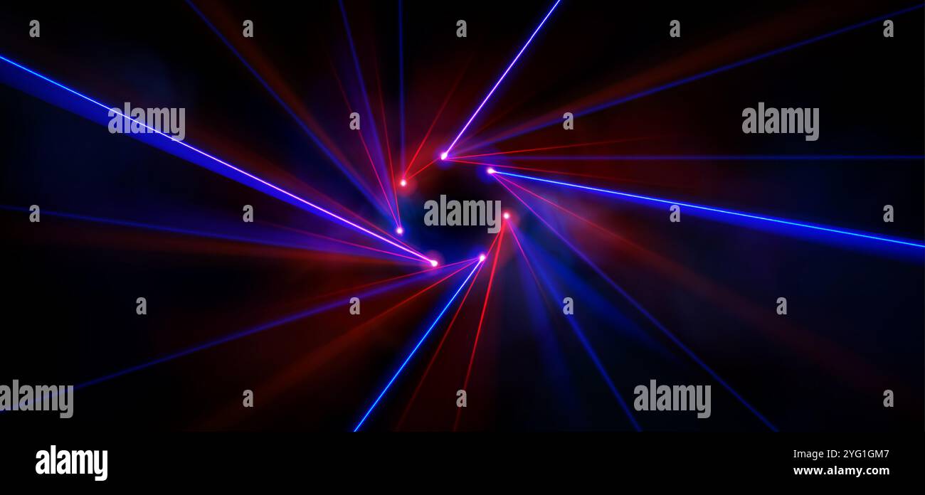 Red and blue laser light for concert background. Dance party event with ...