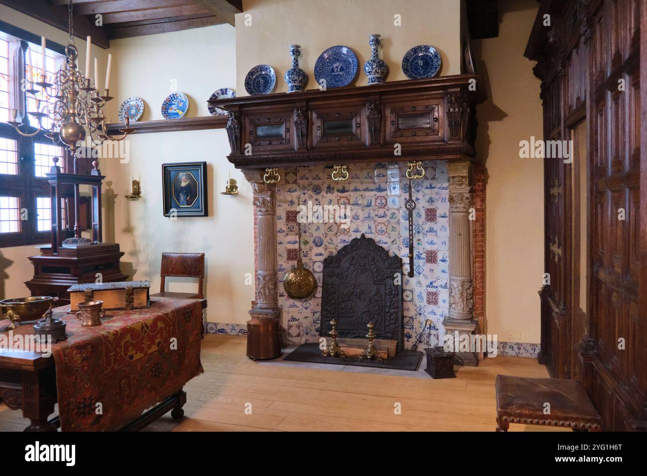 Recreation of a period room of a Haarlem, Netherlands kitchen from the ...