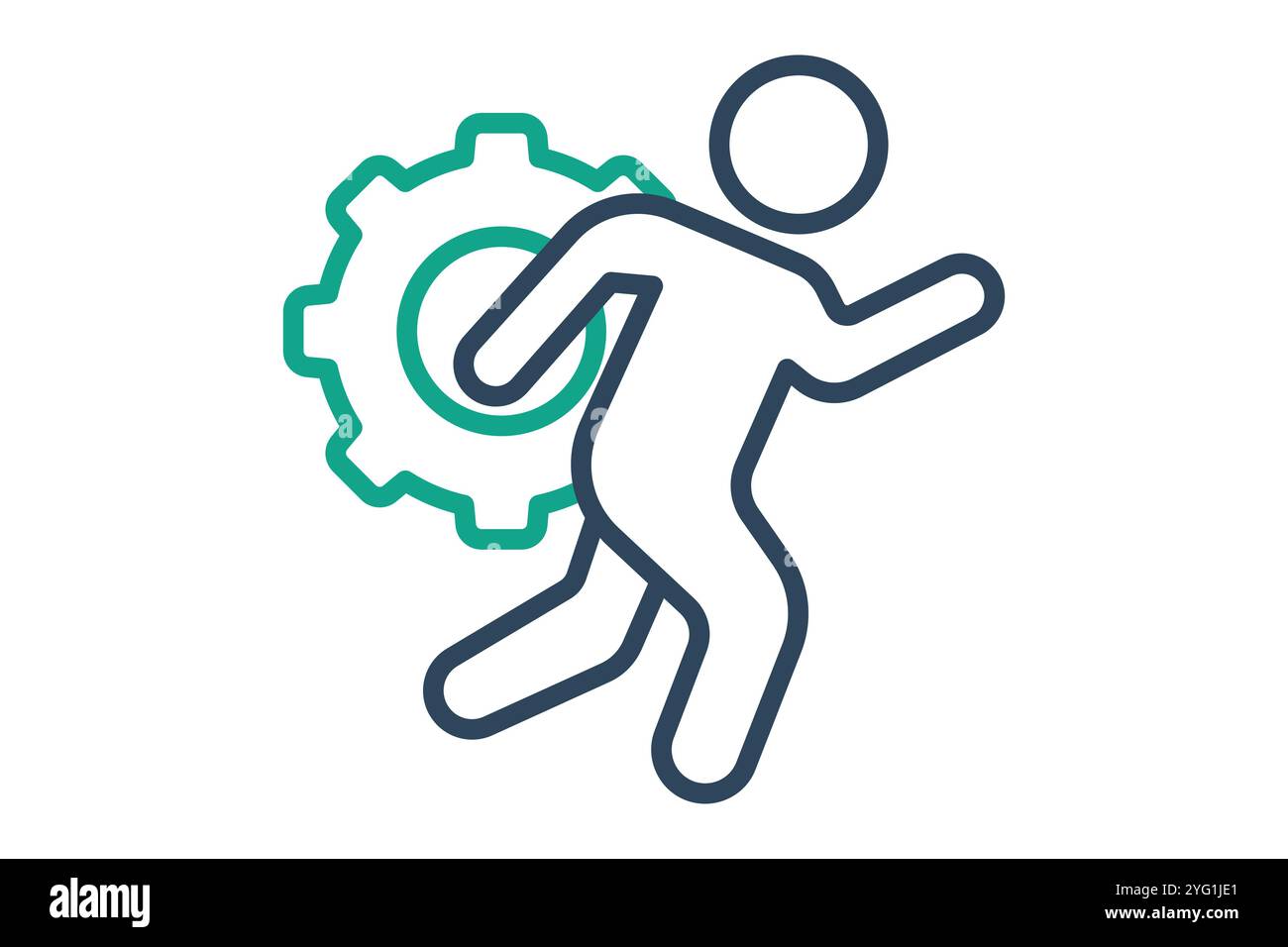 Action icon. line icon style. run with gear. icon related to motivation ...
