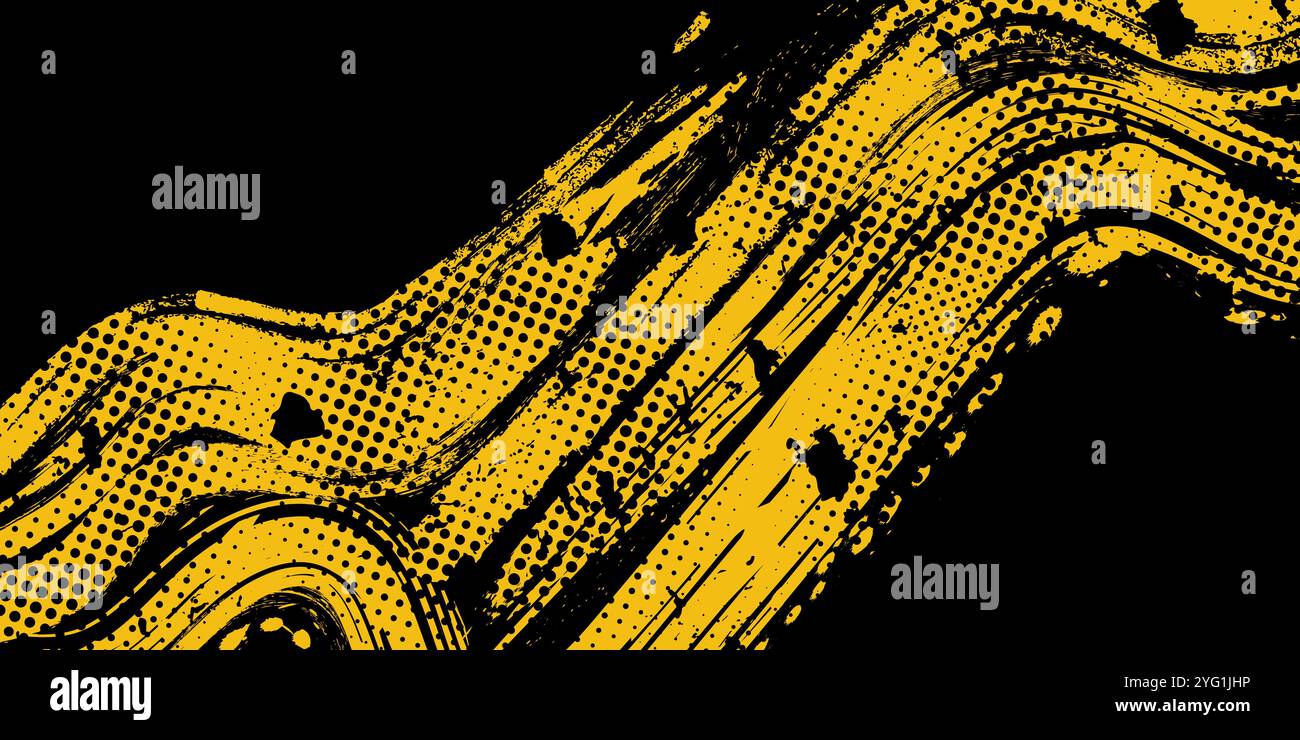 Abstract Black and Yellow Dirty Grunge Background with Halftone Effect. Sports Background with ...