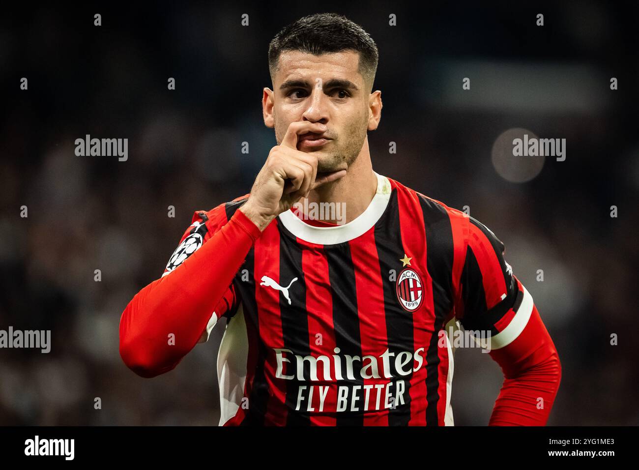 Alvaro MORATA of AC Milan celebrates his goal during the UEFA Champions ...