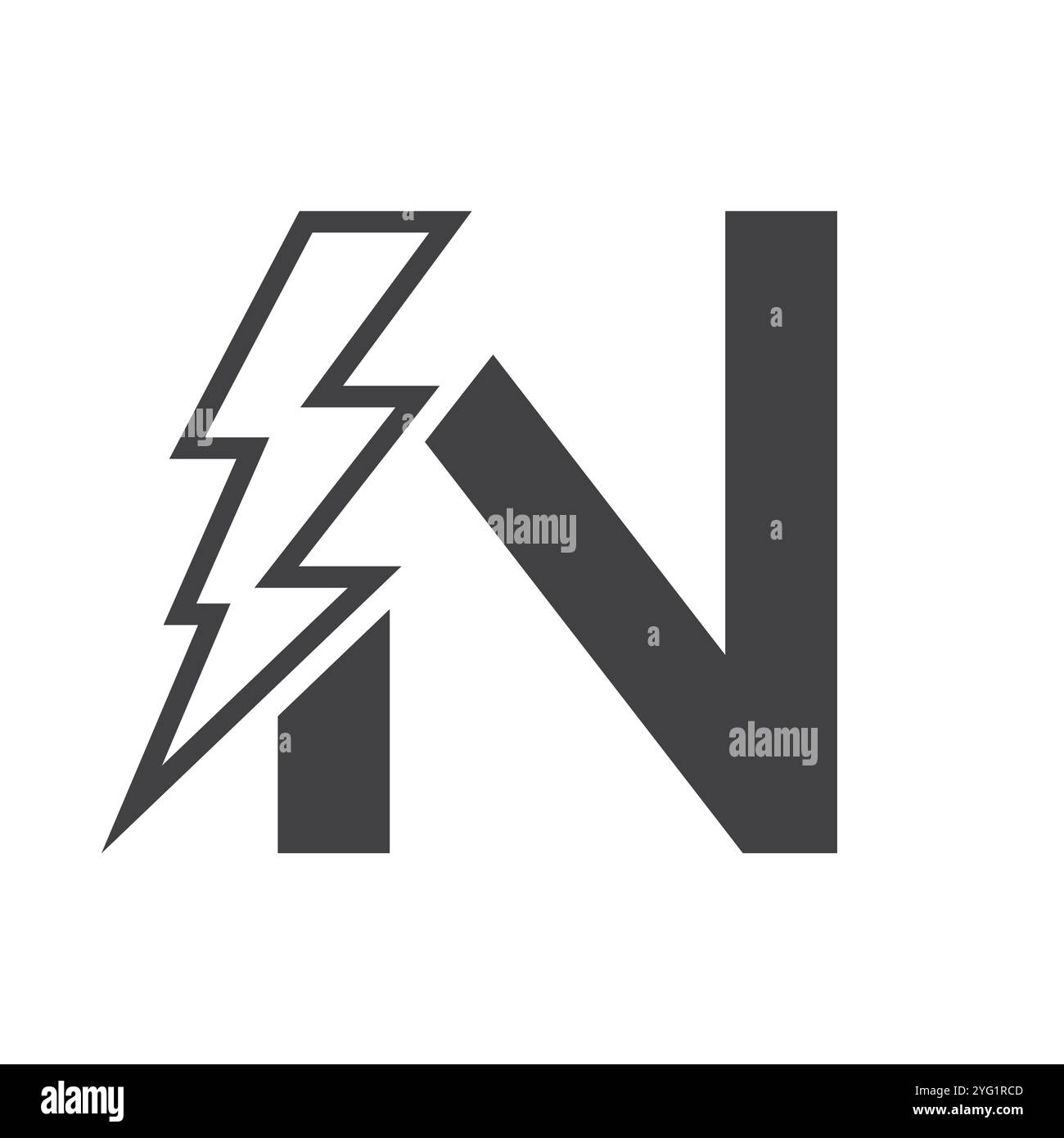 Letter N For Electric Logo Combination With Lightning Thunder Bolt Icon ...
