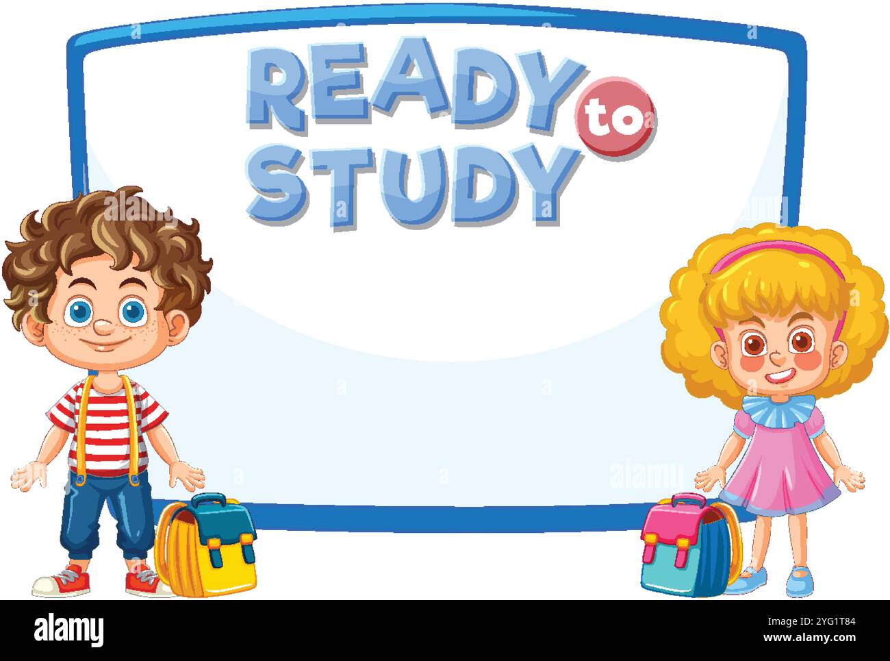Two children with backpacks ready to study Stock Vector Image & Art - Alamy