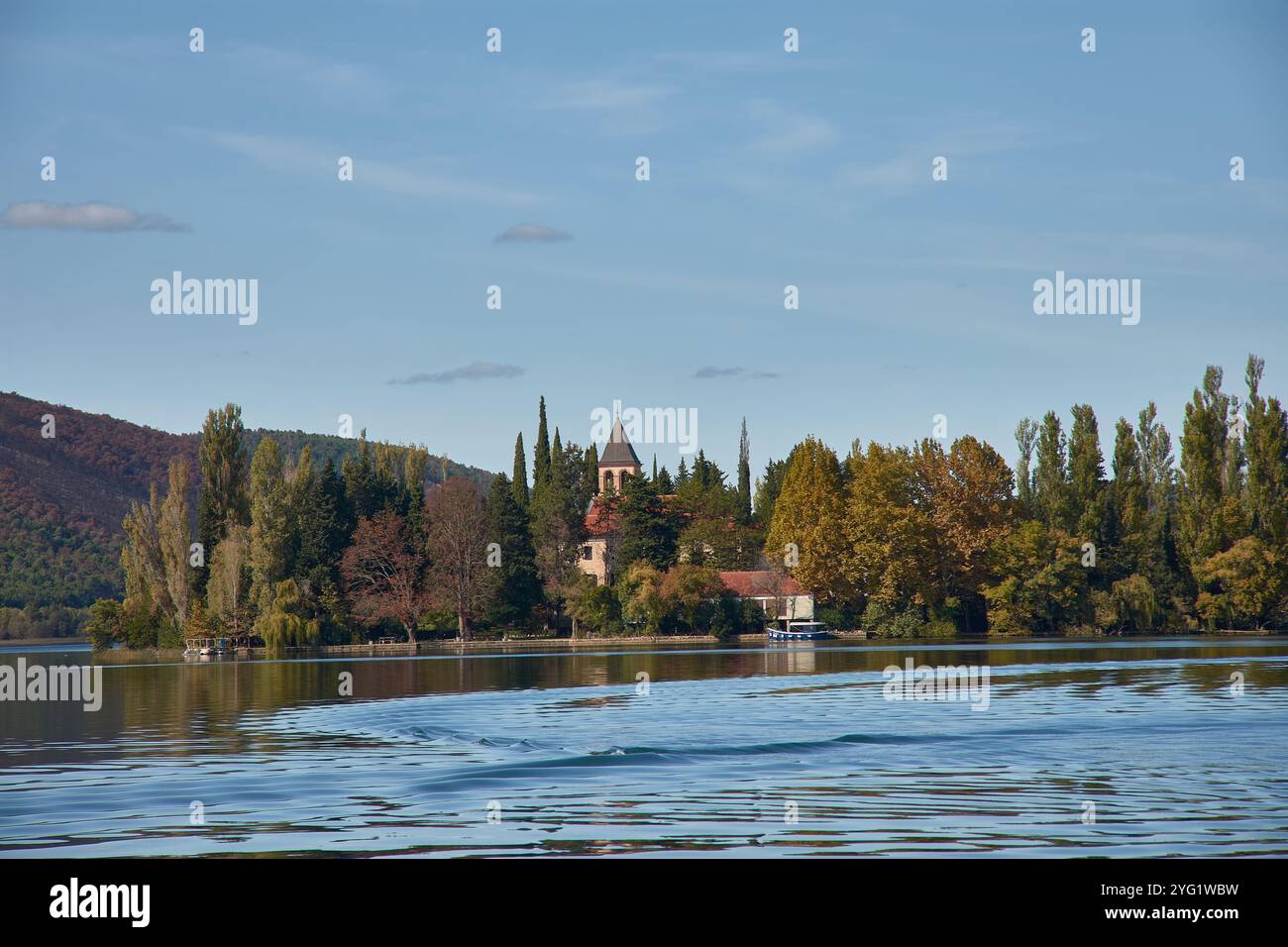 Visovac Island, located in the heart of Krka National Park, Croatia ...