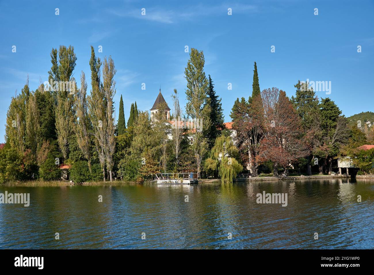 Visovac Island, located in the heart of Krka National Park, Croatia ...