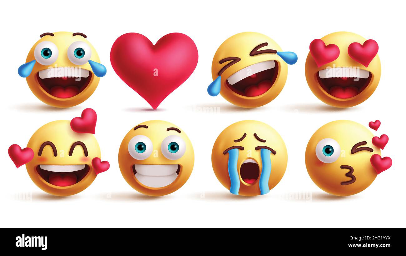 Romantic heart emojis Stock Vector Images - Alamy