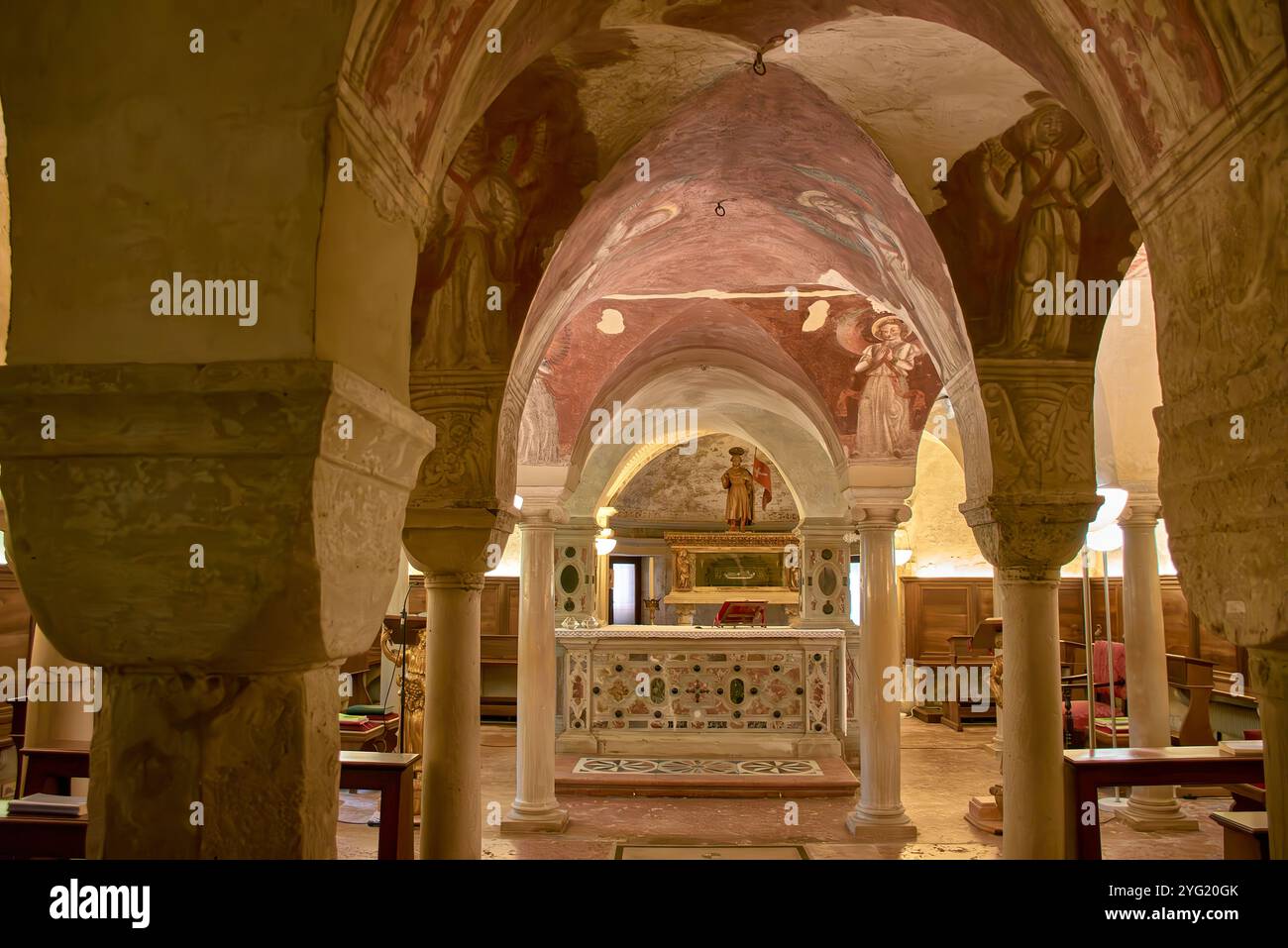 Crypt of Treviso Cathedral in Italy, featuring a forest of marble ...