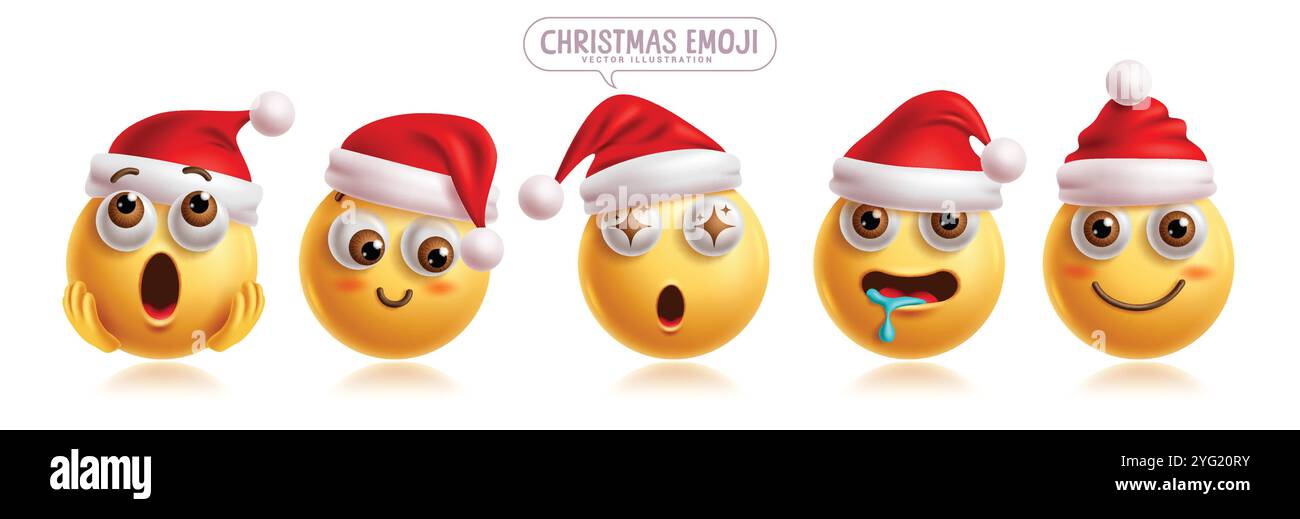 Christmas emoji characters vector set. Emoticons santa claus character ...