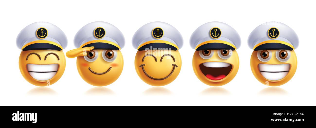 Emoji marine emoticon characters vector set. Emojis sea man character ...