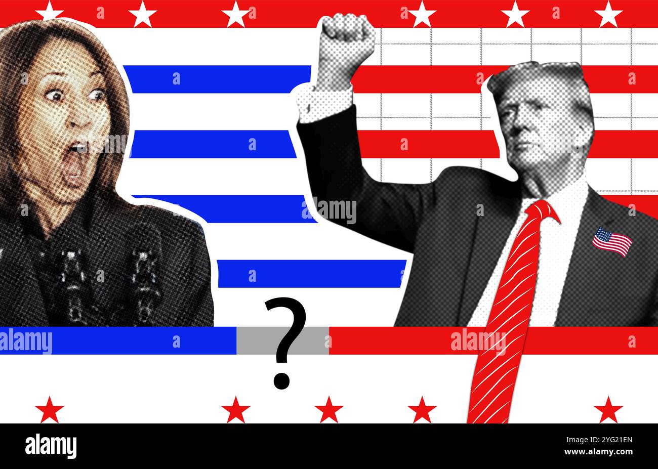 Portrait of Donald Trump and Kamala Harris. Illustrative photo collage ...