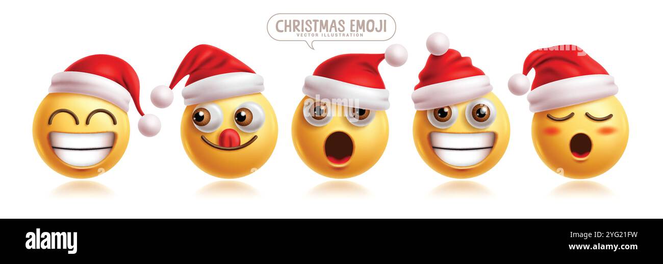 Emoji christmas santa claus characters vector set. Emoticons santa ...