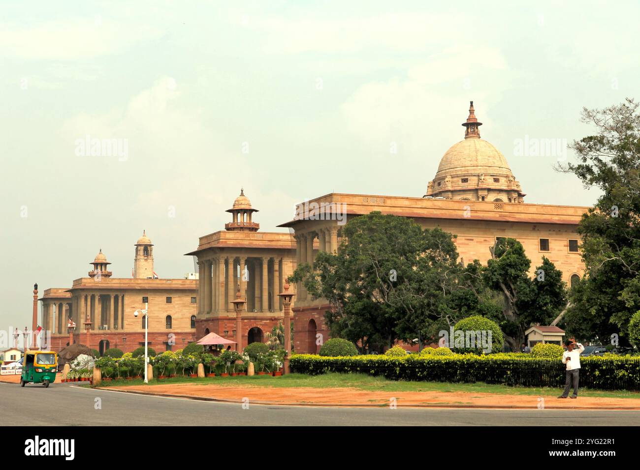 Buildings on the side of Rajpath boulevard in New Delhi, Delhi, India ...