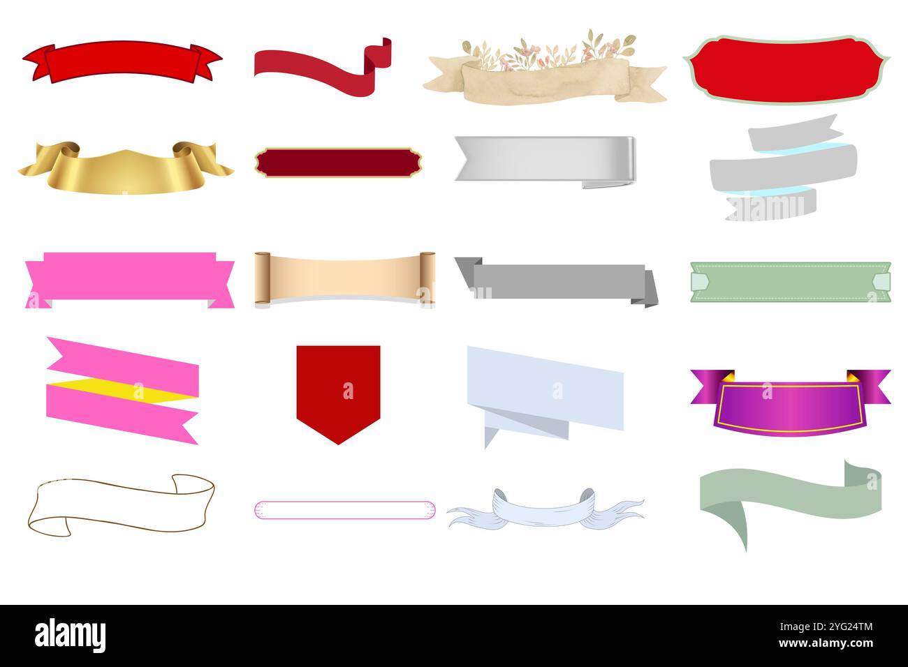 Curved banner ribbon . Ribbon Banners simple flat design PNG Stock ...